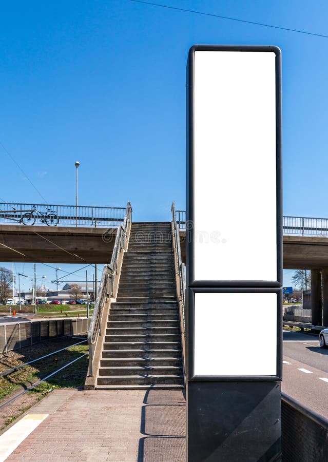 Tram Stop Advertisement White Mockup Billboard Stock Image - Image of ...