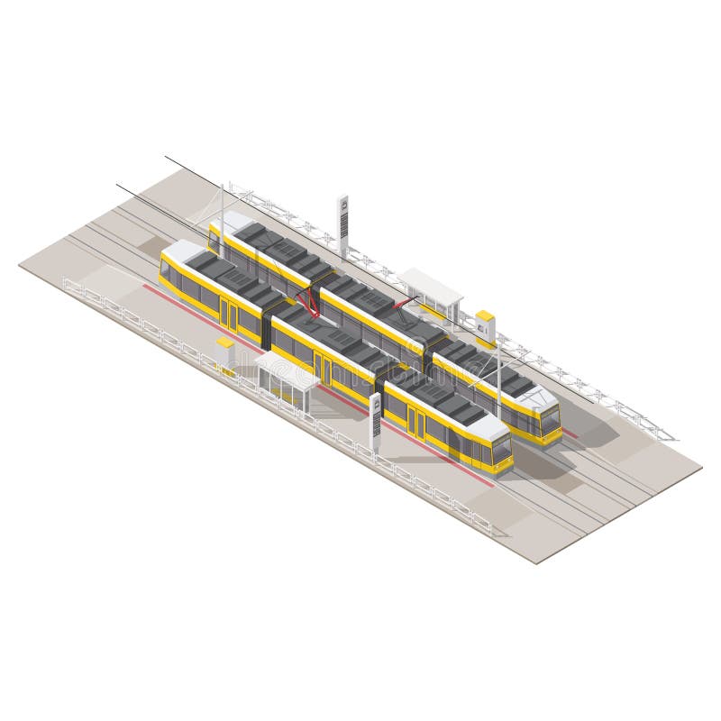 Tram Stop Isometric Icon Set Stock Vector - Illustration of isometric ...