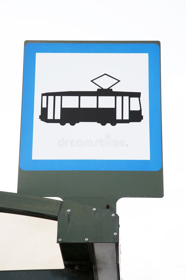 Tram Stop Sign stock image. Image of public, blue, symbol - 36039689