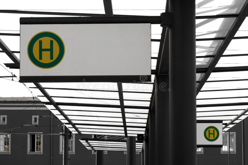 Tram stop sign in Germany stock image. Image of symbol - 287423965