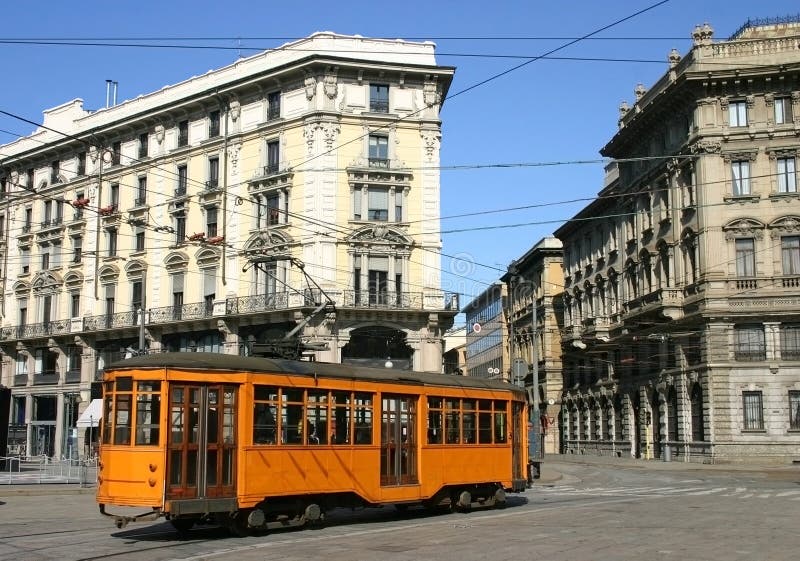 Tram in the street cities stock image. Image of metal - 23388567