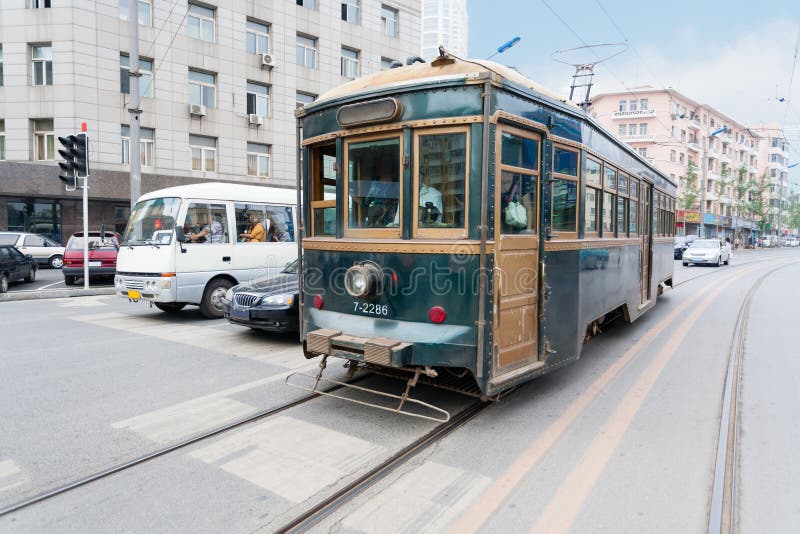 Tram on the Streets of Dalian in China Editorial Photography - Image of ...