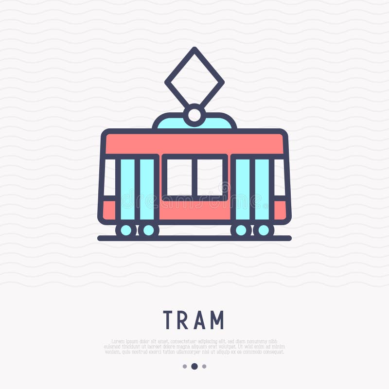 Tram Thin Line Icon, Side View Stock Vector - Illustration of urban ...