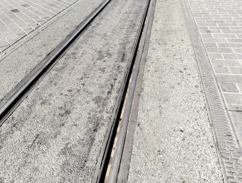 Tram track paths stock image. Image of landscape, lane - 332208003