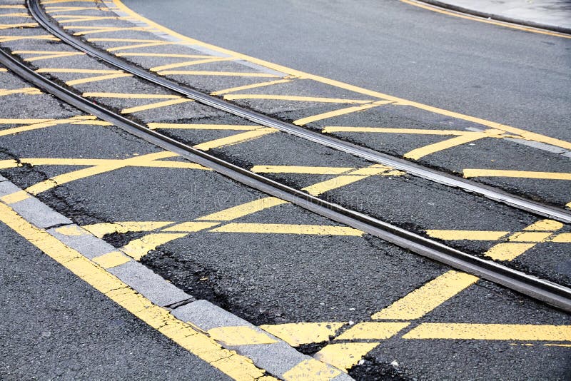 Tram track on the road stock image. Image of passenger - 125759751