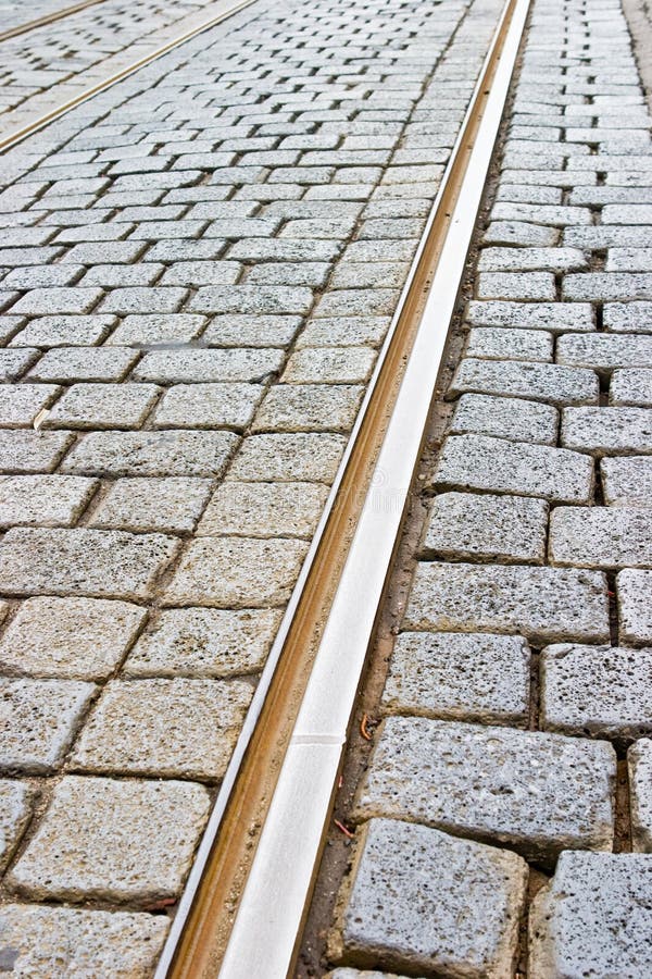Tram tracks stock image. Image of future, cobblestone - 4811903
