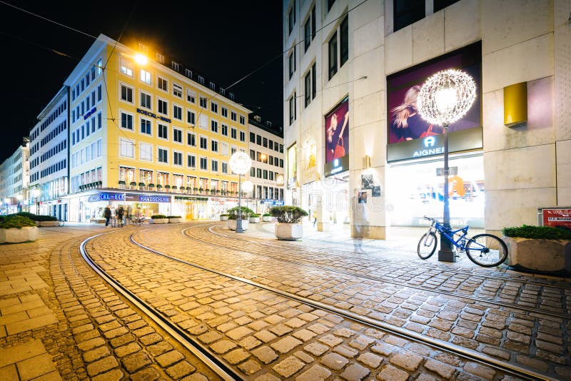 Tram Tracks Along TheatinerstraÃŸe, in Munich, Germany. Editorial Photography - Image of public ...