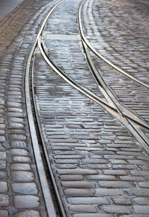 Tram tracks stock image. Image of road, railway, steel - 30575399
