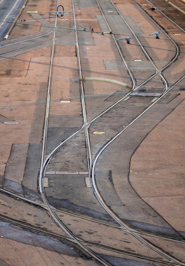 Tram Tracks by a Tram Depot.. Stock Image - Image of railway, wheel ...