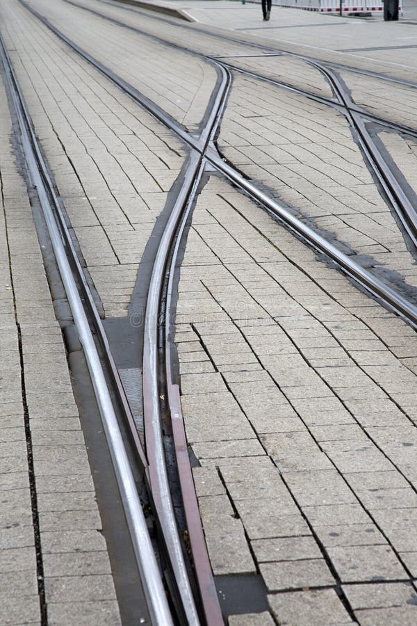 Tram Tracks and Road Markings Stock Image - Image of line, marking ...