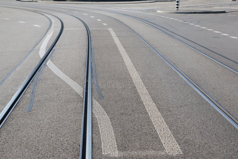 Tram Tracks and Road Markings Stock Image - Image of line, marking ...
