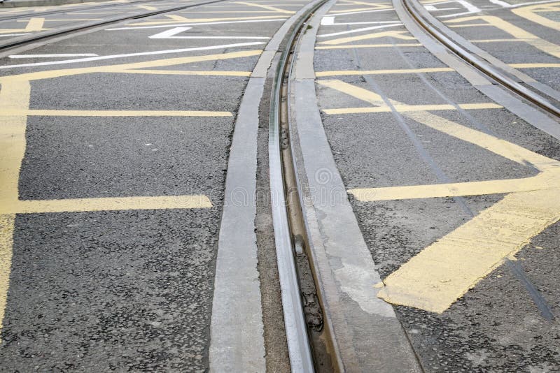 Tram Tracks stock image. Image of sign, track, road, city - 42781041