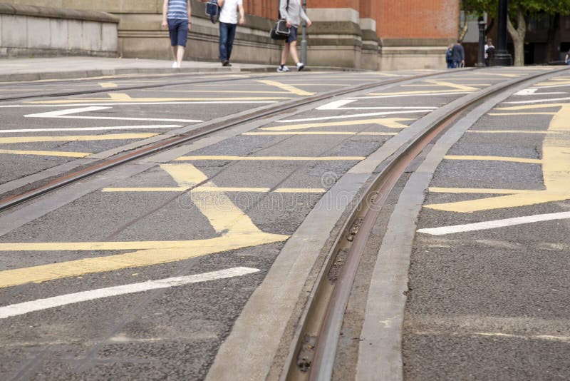 Tram Tracks stock image. Image of scene, sign, england - 42781047