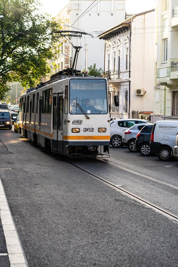 Tram in Traffic. Public Transport Bucharest, Romania, 2022 Editorial ...