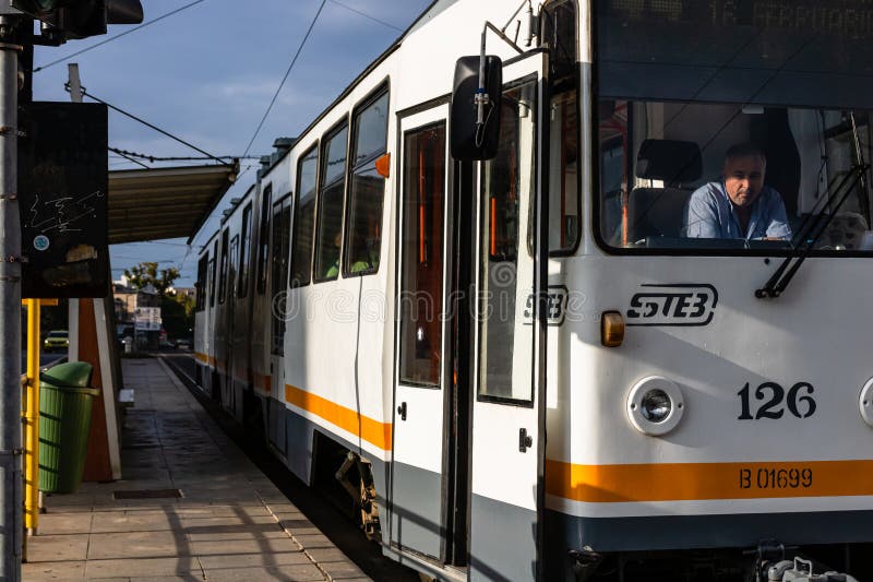 Tram in Traffic. Public Transport Bucharest, Romania, 2022 Editorial ...