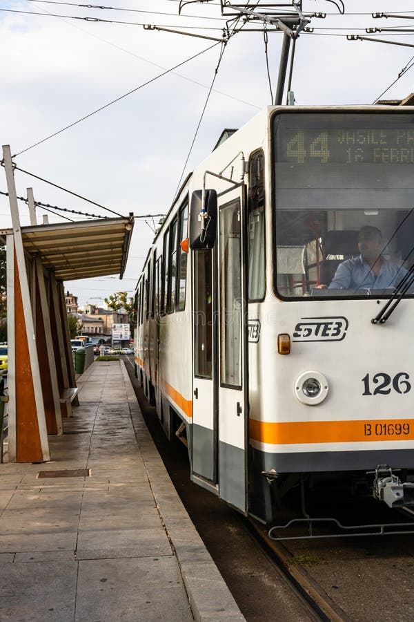 Tram in Traffic. Public Transport Bucharest, Romania, 2022 Editorial ...