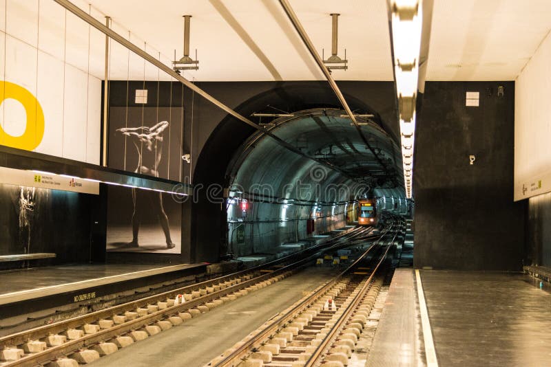The tram in tram station editorial stock image. Image of train - 25448749