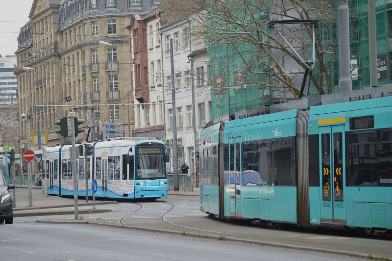 Tram Transport Network in Frankfurt, Germany Stock Photo - Image of ...