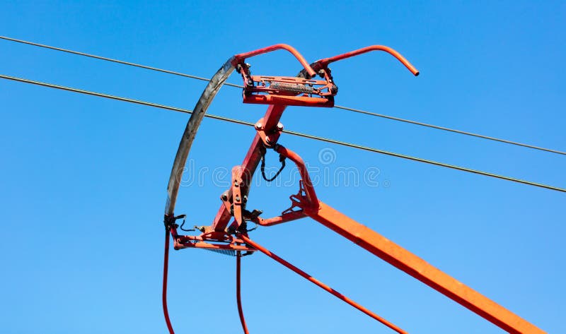 Tram Wires Against the Blue Sky Stock Image - Image of high, cable ...