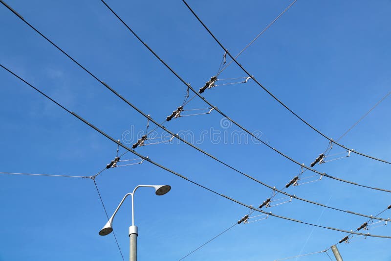 Tram wires stock photo. Image of pole, transport, city - 65911042