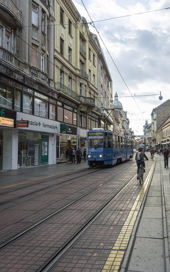 A Tram in Zagreb, Croatia editorial photography. Image of lines - 214992537
