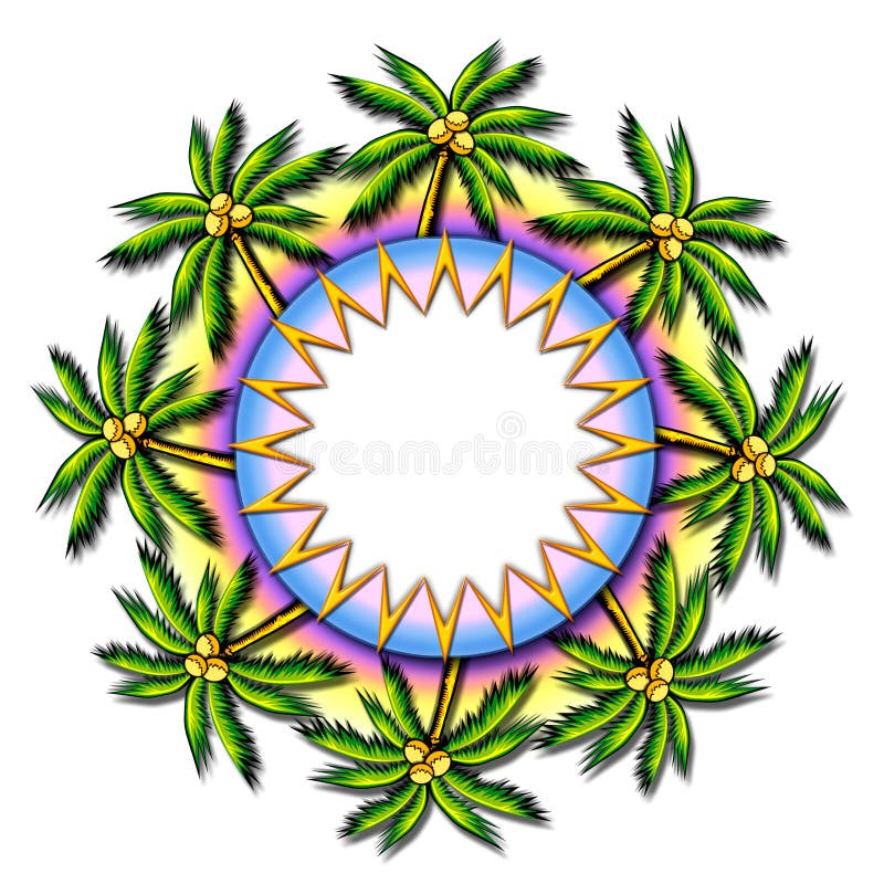 Trame Tropicale Ronde De Palmier Illustration Stock - Illustration du ...