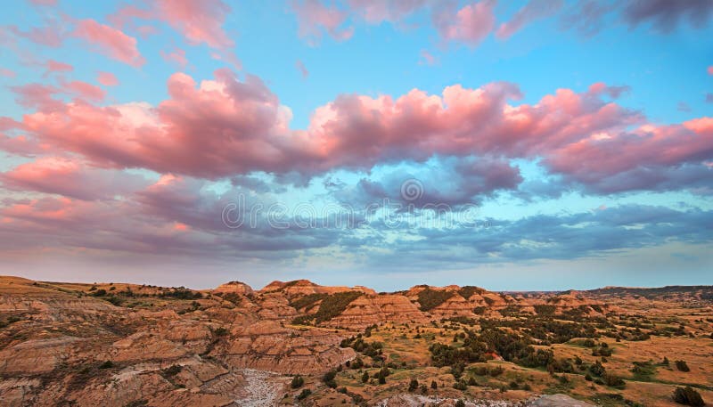 Tramonto Rosa Theodore Roosevelt National Park Immagine Stock ...