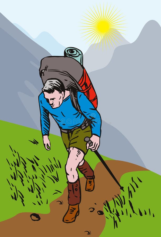 Tramper walking up stock vector. Illustration of walking - 6596881