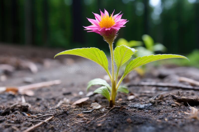 Trampled Flower Rising Back Up and Blooming Stock Photo - Image of ...