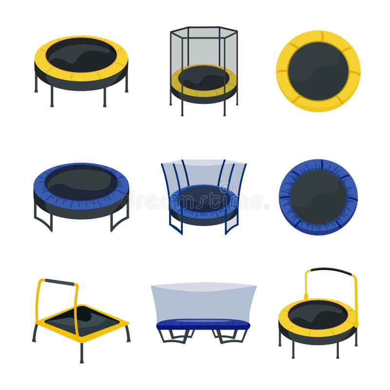 Trampoline Icons Set Cartoon Vector. Jumping Park Stock Vector ...
