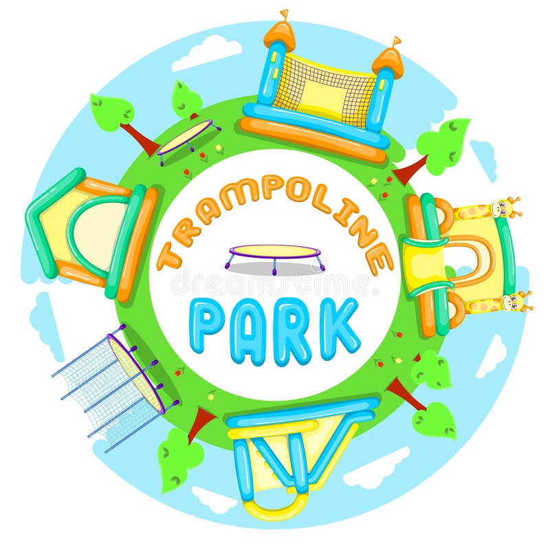 Vector Trampoline Park Card Stock Vector - Illustration of attraction ...