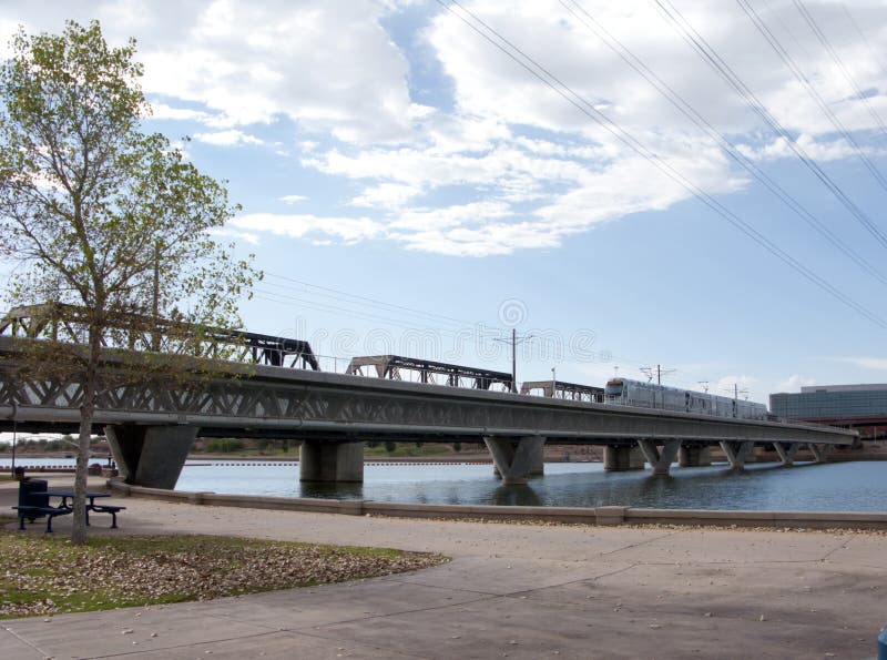 Bridge Over Tempe Lake, Phoenix, AZ Stock Photo - Image of america ...