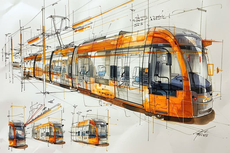 Tramway Design Concept stock illustration. Illustration of detail ...