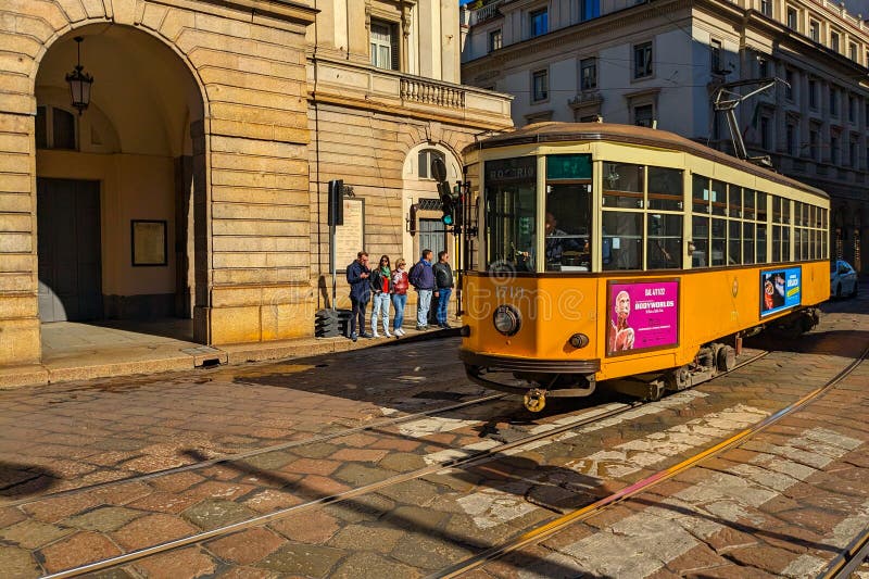 Milan Tramway, Italy editorial image. Image of lane - 277430260