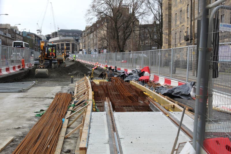 Tramway Line Track Under Construction in Edinburgh Editorial Image ...