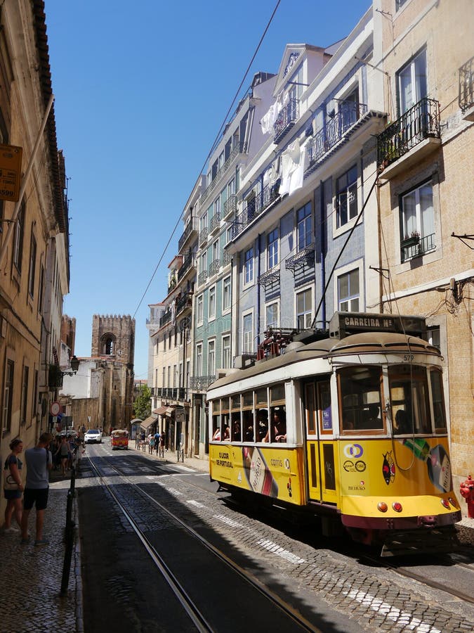 Tramway in Lisbon editorial photography. Image of lisbon - 99002292
