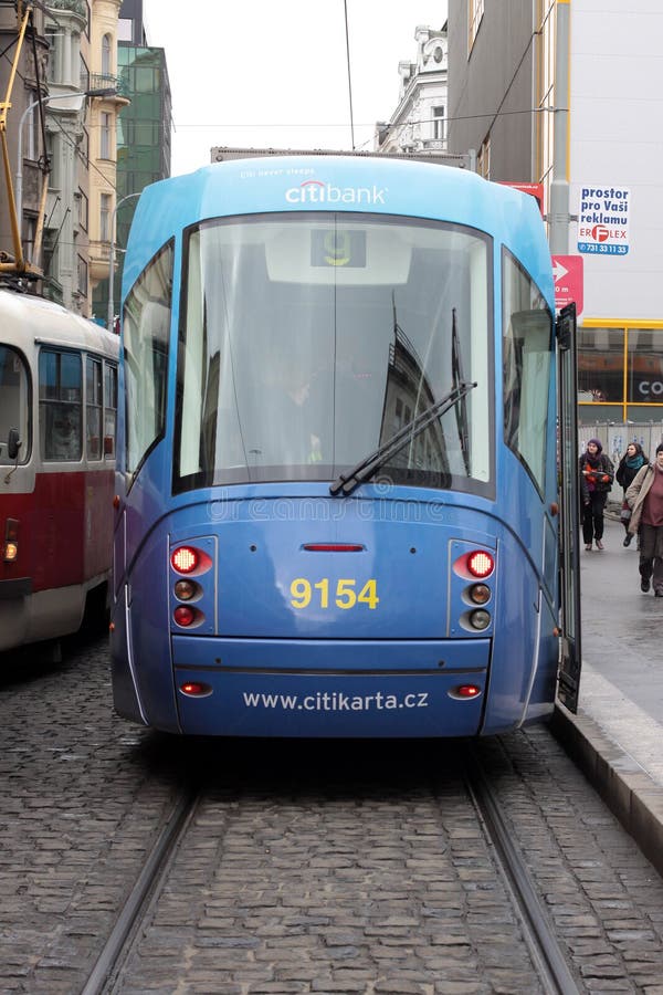 Tramway of New Model on the Street in Prague Editorial Photo - Image of ...