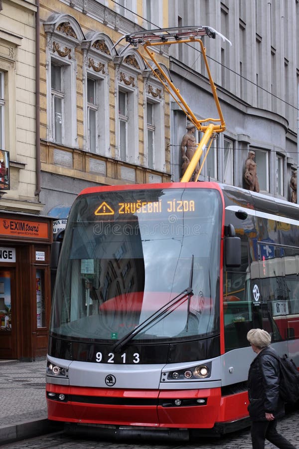 Tramway of New Model on the Street in Prague Editorial Stock Photo ...