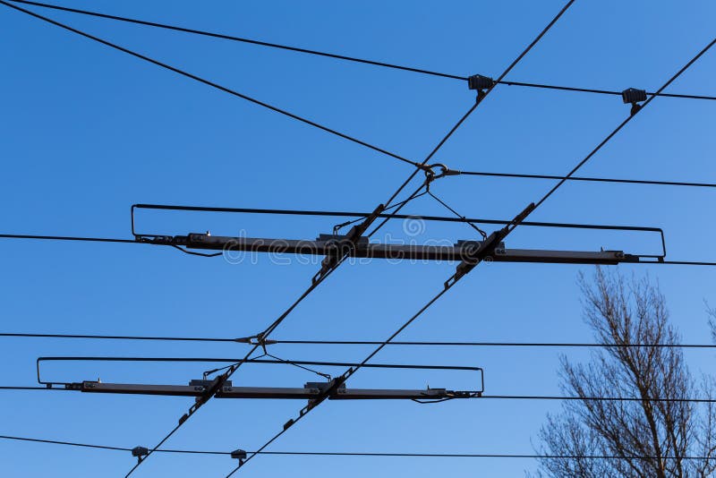 Tramway power line stock image. Image of blue, cyanotype - 50503867