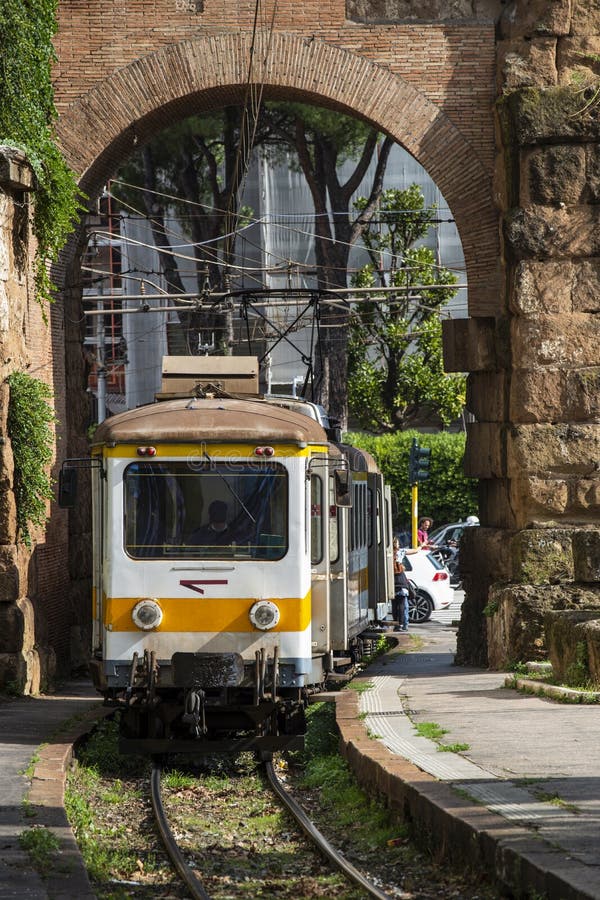 The tramway in Rome stock photo. Image of arch, stone - 216309520
