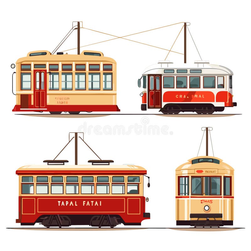 Tramway Set Element Flat Vector Stock Vector - Illustration of graphic ...