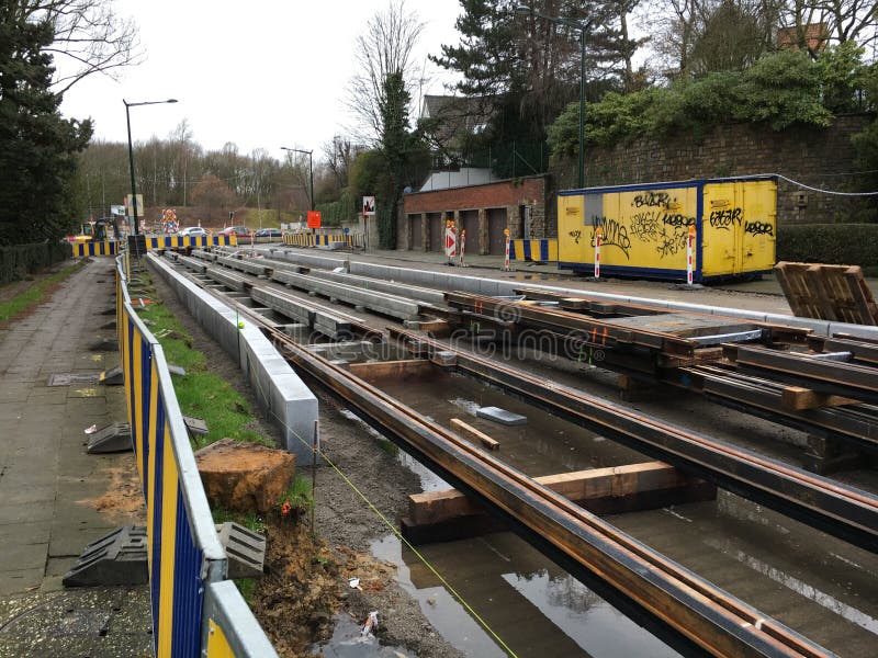Tramway Tracks Construction Editorial Stock Photo - Image of line ...