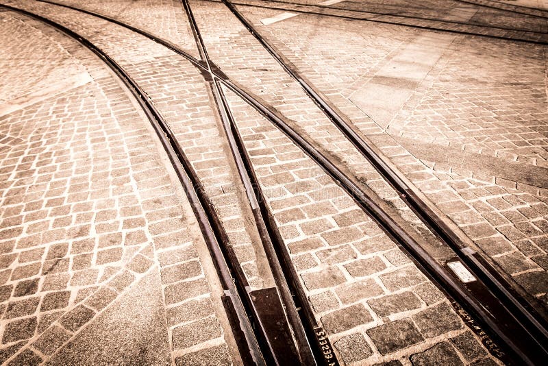 Tramway tracks editorial stock photo. Image of copy - 117146948