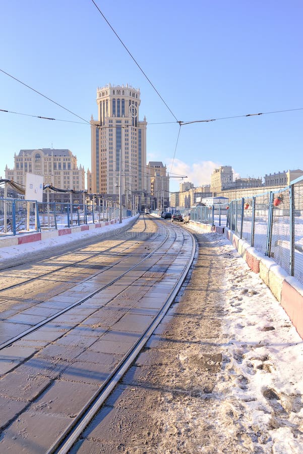 Tramways at Paveletskaya Square Editorial Photography - Image of snow ...