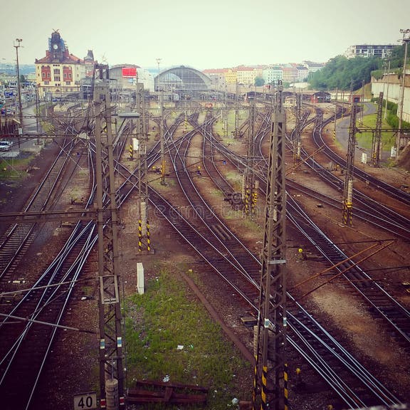 Tran tracks stock image. Image of prague, holiday, tran - 121436207