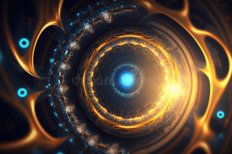 Cosmic Trance and Hypnosis Concept of Glowing Details in Digital Neural ...