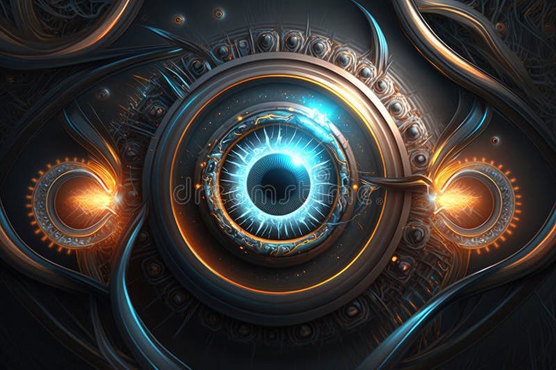 Cosmic Trance and Hypnosis Concept of Glowing Details in Digital Neural ...