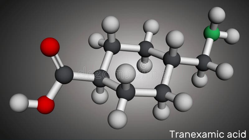 Tranexamic Acid, TXA Molecule. it is Antifibrinolytic. Molecular Model ...
