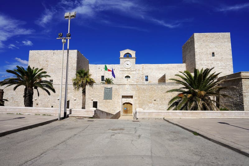 Trani Castle Frontal View, Trani, Apulia, Italy Stock Image - Image of ...