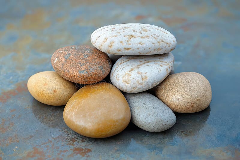 A Tranquil Arrangement of Smooth Pebbles on a Textured Surface Creating ...
